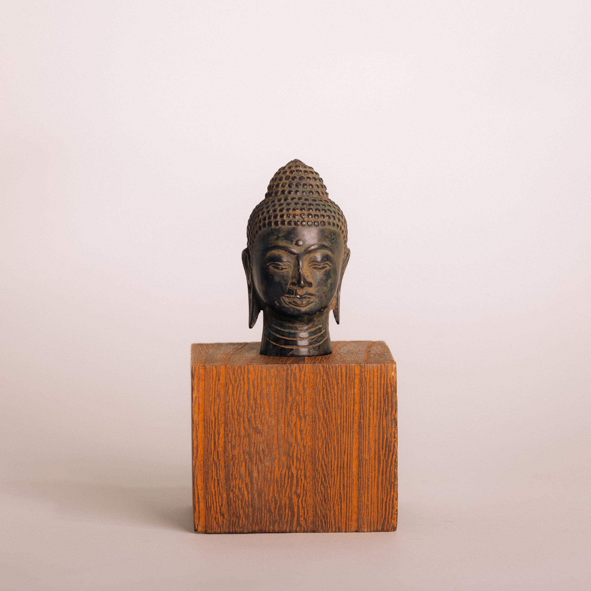 Bronze Buddah Head Statuette - Dark Green and Tan – Breezy Garden Gifts